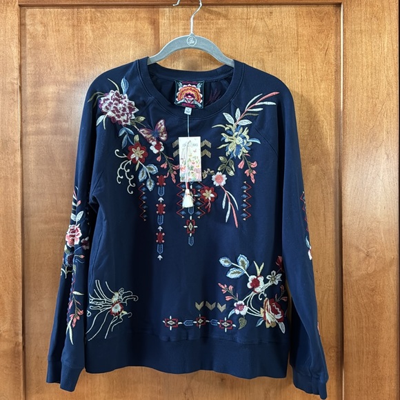 Johnny Was | Tops | Johnny Was Dreamer Raglan Sweatshirt Midnight Pool ...